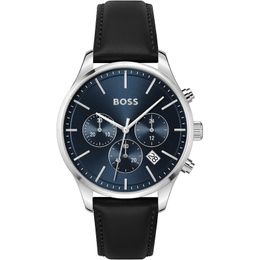 BOSS Herren BOSS Chronograph &raquo;AVERY&laquo; Quarzuhr, Herrenuhr, Armbanduhr, Stoppfunktion, Lederarmband schwarz
