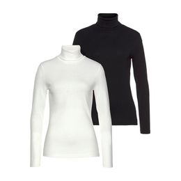 Flashlights Rollkragenshirt in wollwei&szlig;, schwarz | Gr.: 48/50