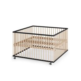 S&auml;mann Laufgitter mit Lattenrost - schwarz/natur - Premium Kollektion | Gr.: 100x100 cm