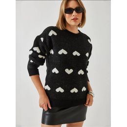 Bianco Lucci Pullover Damen Gr&ouml;&szlig;e S/L schwarzmeliert / wei&szlig;