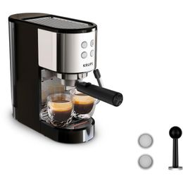 Krups Espressomaschine &raquo;XP4418 Virtuoso Essential, Siebtr&auml;ger&laquo; Edelstahl-Applikationen, schlankes kompaktes Design, 2 Filtereins&auml;tze schwarz 