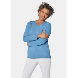 GOLDNER Basicpullover mit V-Ausschnitt in himmelblau | Gr.: 42
