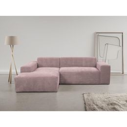 WERK2 Ecksofa &raquo;Zeus-L modern & zeitlos, Breite 253 cm, bequemes Sofa&laquo; Curvy Trend Ecksofa mit urbaner Optik rosa 90% Polyester, 10% Nylon