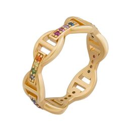 CAI Ca&iuml; Damen CA&Iuml; Fingerring &raquo;925 Silber vergoldet mit Zirkonia Rainbow&laquo; gelb