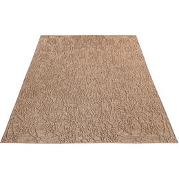 Paco Home Teppich &raquo;Rimini 411&laquo; rechteckig 4 mm H&ouml;he Flachgewebe, Uni Farben, Hoch-Tief Effekt, In- und Outdoor geeignet beige Polypropylen (PP)
