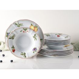 Creatable Tafelservice &raquo;Teller Set, Geschirr-Set Flora Orchard&laquo; Service, Fr&uuml;chtedekor, 12 Teile, f&uuml;r 6 Personen bunt Porzellan