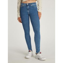 Tommy Jeans Damen Skinny-fit-Jeans &raquo;NORA MR SKNY AH1280&laquo; mit Logo-Badge, Mid Rise blau 33, L&auml;nge 28
