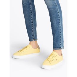 Tommy Hilfiger Damen Plateausneaker &raquo;VULC CANVAS LACE UP SNEAKER&laquo; , Freizeitschuh, Halbschuh, Schn&uuml;rschuh, in schmaler Form gelb 35
