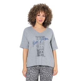 Ulla Popken Shirt in hellgrau m&eacute;lange | Gr.: 58-60