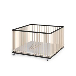 S&auml;mann Laufgitter mit 3 Schlupfsprossen - schwarz/natur - Premium Kollektion | Gr.: 120x120 cm