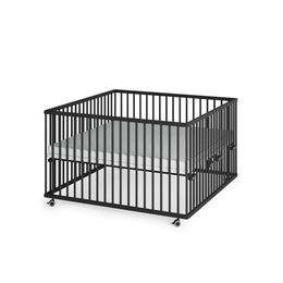 S&auml;mann Laufgitter Matratze, Lattenrost & Schlupfsprossen Black Edition Premium | Gr.: 100x100 cm