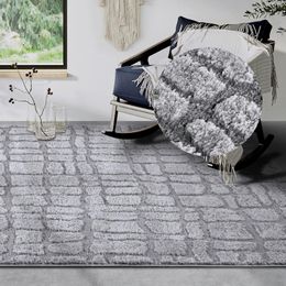 ELLE DECORATION Designteppich &raquo;Artistique&laquo; rechteckig 18 mm H&ouml;he Hochflor, Shaggy, L&auml;ufer, weich, Langflor, modern, Hoch Tief Effekt grau Polyester
