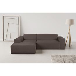 WERK2 Ecksofa &raquo;Zeus-L modern & zeitlos, Breite 253 cm, bequemes Sofa&laquo; Curvy Trend Ecksofa mit urbaner Optik braun 100% PES