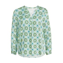 Cartoon Blusenshirt mit Muster in Green/Blue | Gr.: 44