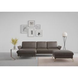 Sit & More sit&more Ecksofa &raquo;Fashion L-Form&laquo; wahlweise mit Kopfteilverstellung, Vorziehsitz, motorisch, Nickelf&uuml;&szlig;e braun