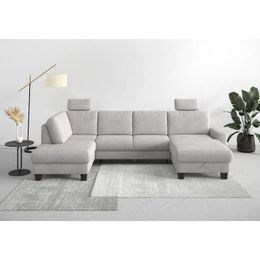 Home Affaire Wohnlandschaft &raquo;Summer U-Form&laquo; mit oder ohne Bettfunktion und Bettkasten, wengefarbene Holzf&uuml;&szlig;e silber 95% Polyester, 5% Polyamid