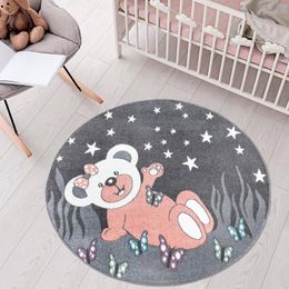 Carpet City Kinderteppich &raquo;ANIME916&laquo; rund 11 mm H&ouml;he Kinderzimmer Teppich Modern mit lustigen Cartoon-Figuren, Multi grau Polypropylen (PP)