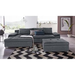 Home Affaire Ecksofa &raquo;Labene L-Form&laquo; wahlweise mit Bettfunktion und Bettkasten, auch als XXL-Variante grau Struktur fein (95% Polyester, 5% Polyamid);