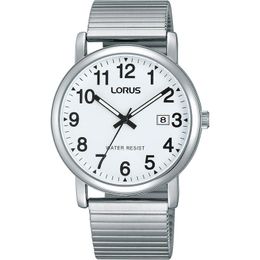Lorus Herren Lorus Quarzuhr Armbanduhr, Herrenuhr, Damenuhr, Datum, Flexband, Zugband silber