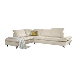 W.Schillig Ecksofa &raquo;Taoo, elegant und zeitlos, bequem, L-Form&laquo; mit Sitziefenverstellung & Kopfteilverstellung grau Longlife Xtra-Leder Z73: 