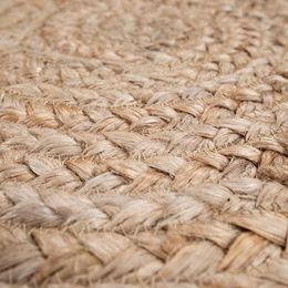Paco Home Teppich &raquo;Viborg 594&laquo; rund 6 mm H&ouml;he Jute, Modern, Boho, Ethno, Handgefertigter Natur-Teppich beige Jute