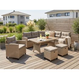Konifera Gartenlounge-Set &raquo;Keros Premium&laquo; Set, 2x 2er Sofa, 1x Ecke, 1x Sessel, 2x Hocker, 1x Tisch 145x75x67,5cm, 20 Stk. tlg. Ecklounge, Polyrattan,