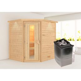 Karibu Sauna &raquo;Mia (Fronteinstieg)&laquo; Ofen 9 kW integr. Strg beige