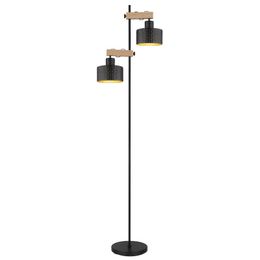 Globo LIGHTING Stehlampe &raquo;RIELLY&laquo; E27 1 Stk. Stehleuchte/Holz/Metall/goldfarben/h&ouml;henverstellbar