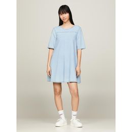 Tommy Jeans Damen A-Linien-Kleid &raquo;TJW CHAMBRAY A-LINE SS DRESS EXT&laquo; mit Flagge blau XS (34), N-Gr