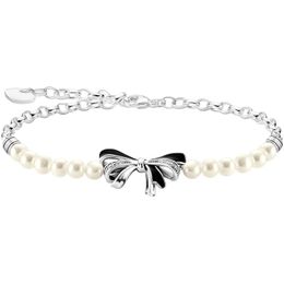 Thomas Sabo Damen Thomas Sabo Armband &raquo;Schleifen mit Perlen Lovely Romance&laquo; mit Zirkonia (synth.) - mit S&uuml;&szlig;wasserzuchtperle schwarz-wei&szlig;