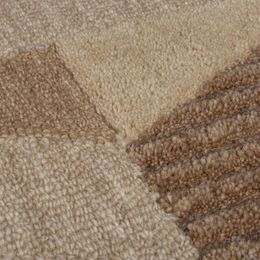 FLAIR RUGS Wollteppich &raquo;Asher 3D Effekt&laquo; rechteckig 10 mm H&ouml;he Wolle, Teppich, Wohnzimmer, Schlafzimmer, Esszimmer beige Wolle