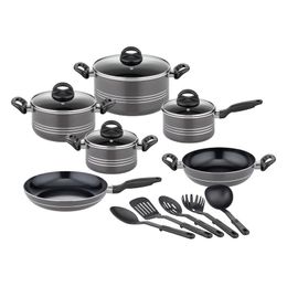 GSW Topf-Set &raquo;Milano, inkl. 5-teiliges K&uuml;chenhelfer-Set&laquo; Set, je 1 Kochtopf 16/20/24cm, 1 Stielkasserolle 16cm, je 1 Pfanne 24/28cm, 15 Stk. tlg. 