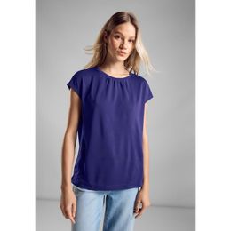 Street One Damen Street One Shirttop im Seidenlook und mit Knopf im Nacken blau 42