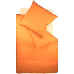 Fleuresse Bettw&auml;sche &raquo;Colours in 135x200, 155x220 oder 200x200 cm&laquo; 3 Stk. Bettw&auml;sche aus 100% Baumwolle, uni, mit Rei&szlig;verschluss orange Mako-Satin, 