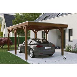 Skan Holz Einzelcarport &raquo;Grunewald&laquo; Leimholz braun mit Aluminiumdach braun