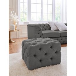 Home Affaire Polsterhocker &raquo;Kalina&laquo; mit klassischer Chesterfield-Knopfheftung, passend zur Serie "Kalina" grau Struktur (100% Polyester);Samtoptik (