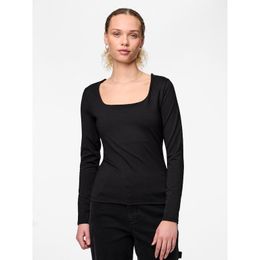 Pieces Damen Pieces Langarmshirt &raquo;PCNEJA LS REVERSIBLE TOP NOOS EXP BC&laquo; 2 in 1 umkehrbar 2 Ausschnittvarianten schwarz XS