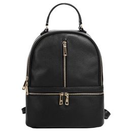 Samantha Look Damen Cityrucksack echt Leder, Made in Italy schwarz B/H/T: 30cm x 25cm x 9cm, onesize