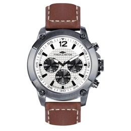 Fynch-Hatton Herren Fynch-Hatton Chronograph Quarzuhr, Armbanduhr, Herrenuhr, Lederarmband, analog, Tag