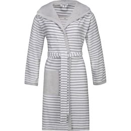 Esprit Damenbademantel &raquo;Striped Hoody, ideal f&uuml;r Sauna & Spa, Hotelbademantel, Morgenmantel&laquo; mit G&uuml;rtel, 1 Stk. mit Kapuze, gestreift grau Rundstrickware