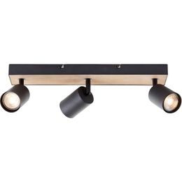 Brilliant Deckenstrahler &raquo;Jello Wood&laquo; GU10 1 Stk. Warmwei&szlig; Spotbalken schwenkbar, 15x42x8 cm, GU10, 345lm, 3000K, Metall/Holz schwarz
