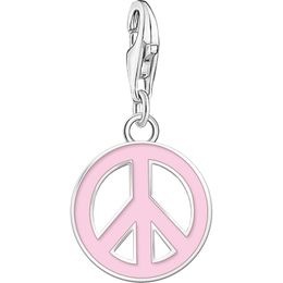 Thomas Sabo Damen Thomas Sabo Charm-Einh&auml;nger &raquo;Charm Peace-Zeichen Emaille Pink&laquo; silber