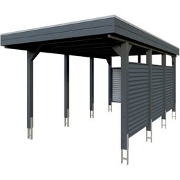 Skan Holz Einzelcarport &raquo;Friesland Set 11&laquo; Massivholz 270 cm Anthrazit grau