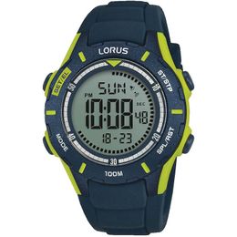 Lorus Herren Lorus Chronograph Armbanduhr, Quarzuhr, Herrenuhr, digital, bis 10 bar wasserdicht blau