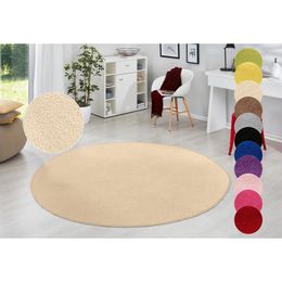 Hanse Home Teppich &raquo;Fancy&laquo; rund 7 mm H&ouml;he Kurzflor, Weich, Einfarbig, Wohnzimmer, Schlafzimmer, Esszimmer beige Kunstfaser