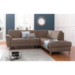 Sit & More sit&more Ecksofa &raquo;Texel L-Form&laquo; mit Federkern, wahlweise mit Bettfunktion und Bettkasten braun Kunstleder SOFTLUX ;Luxus-Microfaser (100% Polyester)