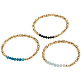 Firetti Armband Set &raquo;Multipack Schmuck Geschenk Armschmuck Armketten Edelstein&laquo; Made in Germany - mit H&auml;matit, Obsidian, Aquamarin, Apatit gold