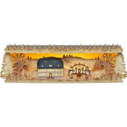 LED Schwibbogen &raquo;Erh&ouml;hung Seiffener Schule exklusiv&laquo; 58x18x14,5 cm (BxHxT) Holz teilmassiv
