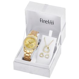 Firetti Damen Quarzuhr Armbanduhr, Damenuhr, Glassteine, ideal auch als Geschenk gold