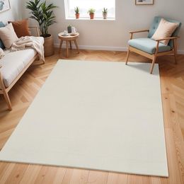 Teppich &raquo;INCHON&laquo; rechteckig 14 mm H&ouml;he Skandi Design, Modern Boho Kurzflor Wohnzimmerteppich, Schlafzimmer beige Kunstfaser